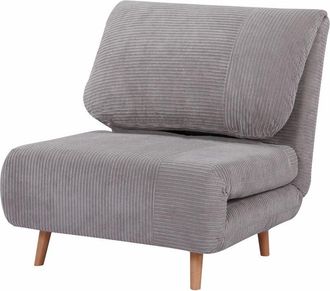 HOMCOM 2-in-1 Schlafsofa Schlafsessel Verstellbar Klappmatratze G&auml;stebett im Cord-Optik, f&uuml;r Schlafzimmer, Wohnzimmer Hellgrau 82 x 89 x 83 cm - Homcom