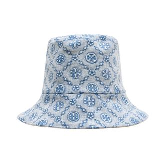 Tory Burch T Monogram Denim Bucket Hat - - Accessories - Damen - Blau - ONE SIZE