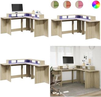 vidaXL vidaXL LED-Schreibtisch Sonoma-Eiche 152x152x91 cm Holzwerkstoff