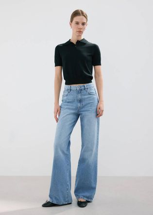 Mango Jean Danila large taille haute bleu moyen - Femme - 32 - MANGO