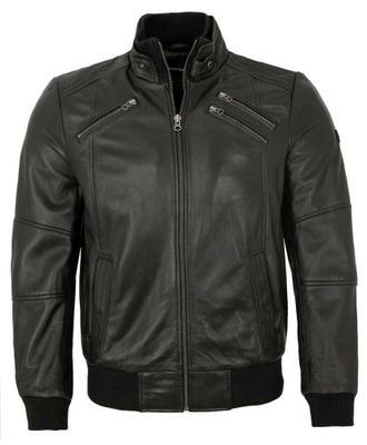 Bruno Banani Herren Lederjacke Bomberjacke Lammnappa schwarz Größe 62