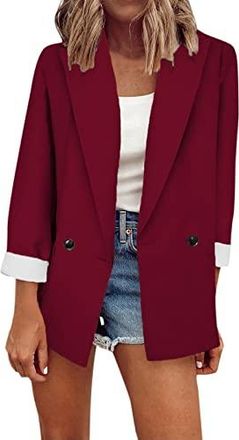 Generic Vestes d&eacute;contract&eacute;es pour femmes 2026 avec poche drap&eacute;e sur le devant, bordeaux, XXL