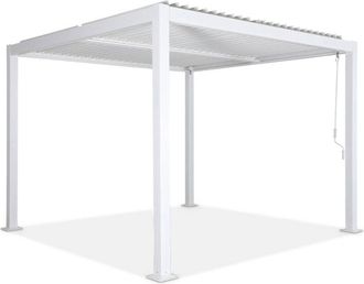 Sweeek Pergola bioclimatique blanche. aluminium et acier. 3x3m. lames orientables