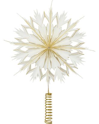 House Doctor Weihnachtsbaumstern Baumspitze, Wei&szlig; mit Gold Glitzer, Handgefertigt aus Papier, 35 cm, mit Eisen-Spirale