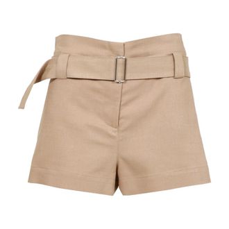 Msgm Flammenviskose-Canvas-High-Waist-Shorts - - Shorts - Damen - Beige - L