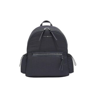 Emporio Armani Nylon-Rucksack mit Monogramm-Schriftzug - - Bags - Herren - Schwarzk - ONE SIZE