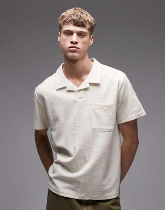 Rhythm Polo vintage en tissu &eacute;ponge - Blanc vintage