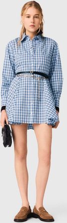 Maje Strass-baumwoll-hemdblusenkleid - Carreaux Bleus Print - Maje