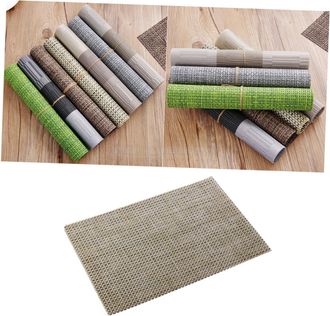 Garneck Hitzebeständige PVC Platzsets Rechteckig rutschfeste Wasserfeste Tischmatten für Küche und Restaurant Schützende Isolierunterlage in Flachsfarbe Abwas