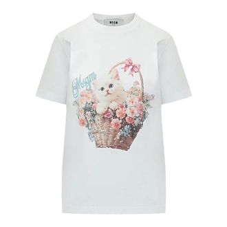 Msgm Msgm, Femme, Tops, Blanc, Taille: 36 FR T-Shirt