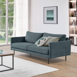 Mørteens home24 3-Sitzer Sofa Blau Cordstoff Licia 196 x 82 x 94cm Skandi