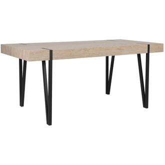 Beliani Beliani - Table de salle &agrave; manger rectangulaire 150 x 90 cm - Plateau MDF effet bois clair - Pieds en m&eacute;tal noir - Style industriel pour 6 personnes