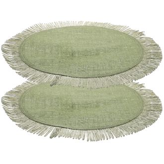 Lurrose 2 Stück Teiliges Rundes Tischset mit Fransen Gewebtes Rattan Platzset Hitzebeständige und Isolierte Tischunterlage Waschbare Platzdeckchen für Esszimm