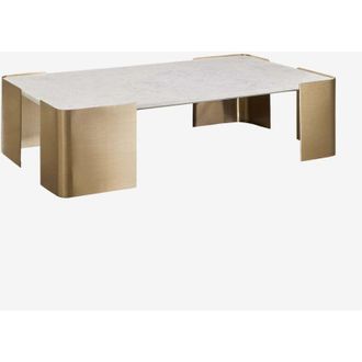 Sklum Table basse rectangulaire 110x70 cm en marbre et acier inoxydable Bemerit SKLUM