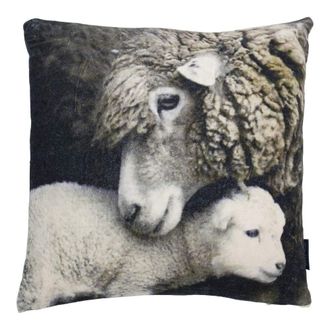 Mars & More Kissen Samt Schaf mit Lamm Samt Luxury Landhaus Vintage