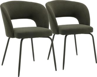 Happy Garden 2 St&uuml;hle Flavia aus Stoff, gr&uuml;ne Schnalle, Schaumstoffpolsterung, Stahlbeine