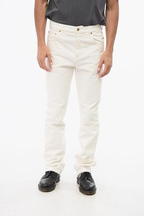 Gucci Solid-Color Jeans with Gold Buttons and 19cm Frayed Hem Gucci