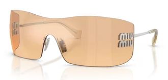 Miu Miu Eyewear MUB53S Frameless Rectangle Sunglasses - Beige