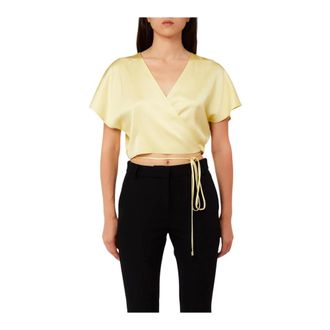 Liu Jo Femme, Blouses et Chemises, Jaune, Taille: 40 FR Satin Wrap Top
