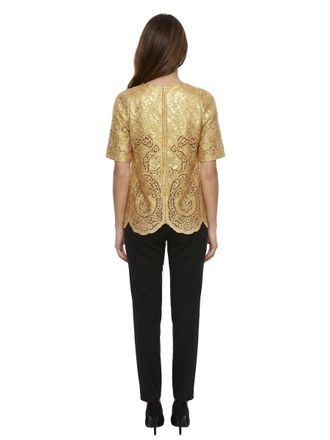 Dolce & Gabbana Womens Gold Marabou Blouse