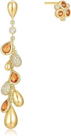 Ania Haie Damen Ohrh&auml;nger MELODIC POET Nano Gem Teardrop aus 925 Sterling Silber 14k vergoldet, besetzt mit 65 Zirkonia, Goldperlen und 6 Farbsteinen, L&auml;nge 60m