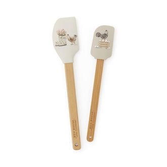 Cooksmart Hen House Lane Bambusspatel Set mit 2 St&uuml;ck | Holzspatel Set mit Silikonboden | Umweltfreundliche Kochutensilien | BPA-frei & sicher f&uuml;r Antihaft-Koch