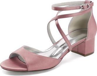Generic Chaussures De Mariage Femmes Mode D&Eacute;t&eacute; Chunky Heels Sandales Mari&eacute;e Talons Bas Open Toe Dress F&ecirc;te High Heels 4.5Cm,Flesh Pink,39 EU