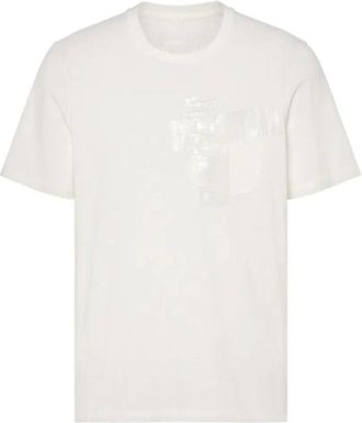 Maison Margiela Homme, Tops, Blanc, Taille: L T-shirt en jersey de coton &agrave; bandes