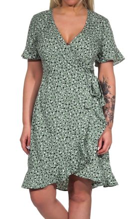 Only Damen Onlolivia S/S Wrap Dress WVN Noos Kleid, Hedge Green, 40 EU