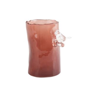 Present Time Vase Bird On Branch small red Ochre