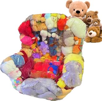 Generic Stofftier-Aufbewahrungsstuhl, 2-in-1-Spielzeug-Halter-Sitz-Sitz-Sitzsäcke, transparenter Stofftier-Sitzsack-Stuhl für Wohnung, Wohnzimmer, Spielzimmer