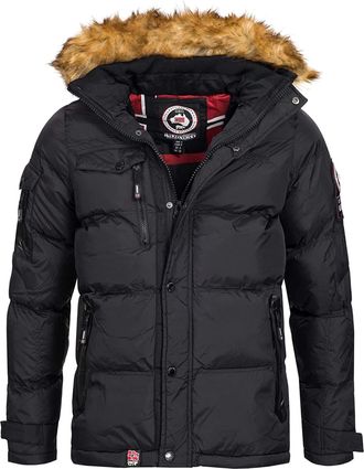 Geographical Norway Bonap Men - Herren Daunenjacke Steppjacke Winter Herbst - Warm Gef&uuml;tterter Mantel - Windjacke Langen &Auml;rmeln - Ideal Dekontrakt Geschenk M&auml;nner (Schwar