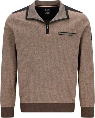 Hajo Sweatshirt Sweatshirt mit Troyerkragen und Fischgratjacquard allover - stay fresh