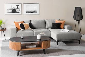 Mørteens home24 Ecksofa Grau/Grau Microfaser Hoku 244 x 78 x 150cm Longchair davorstehend rechts Modern