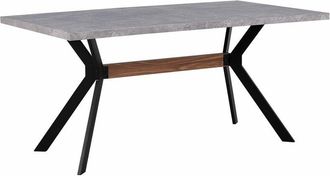 Beliani Beliani - Esstisch Grau Schwarz 90 x 160 cm mdf Tischplatte Metallf&uuml;&szlig;en Rechteckig Betonoptik Modern Scandinavien Stil