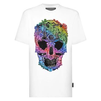 Philipp Plein T-shirt Rundhals SS Barock Totenkopf - - Tops - Herren - Wei&szlig; - L