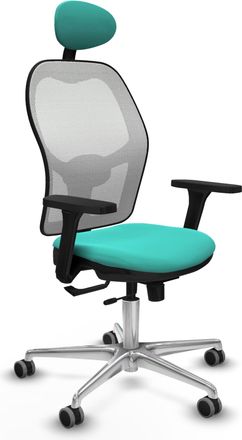 Piqueras y Crespo Ergonomischer Computerstuhl mit 3D-Armen, h&ouml;henverstellbarer Lendenwirbelst&uuml;tze und festem Kopfteil, ausgestattet mit Syncro/Traslack und injiziertem 