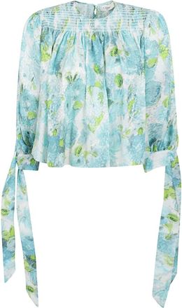 Chlo&eacute; Femme, Blouses et Chemises, Multicolore, Taille: 38 FR Gathered Silk Jacquard Crop Top