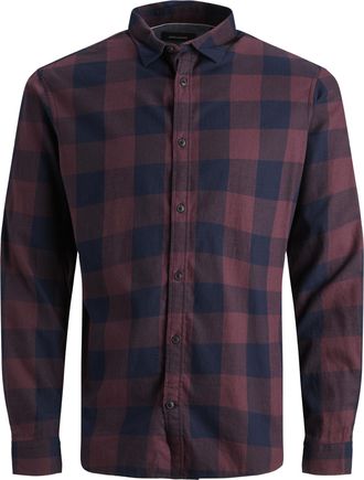 Jack & Jones JACK&JONES Hemd Slim Fit Business Shirt Weiches Langarm Twill Oberteil aus Baumwolle JJEGINGHAM
