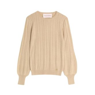 Valentino Garavani Femme, Pulls, Beige, Taille: 44 FR Wool Sweater