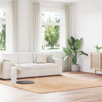 vidaXL Teppich Shaggy Hochflor navarra Beige 240x240 cm Polyester Vidaxl