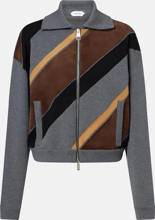 Versace Pullover aus einem Wollgemisch mit Velourslederbesatz