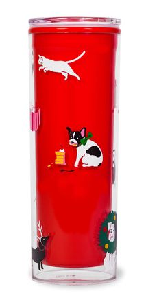 Kate Spade New York Thermobecher f&uuml;r den Urlaub, 473 ml, Rot, doppelwandig, Thermobecher f&uuml;r Kaffee oder Tee, Deck the Paws