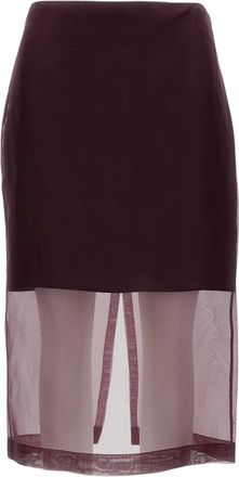 Federica Tosi Femme, Jupes, Rouge, Taille: 40 FR Jupe Midi en Soie Transparente