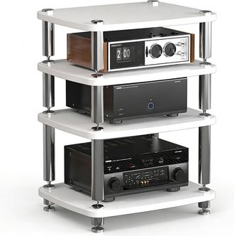 Generic HiFi Regal 4-stufiges Audio-Regal, HiFi-Lautsprecherbox Mit Vibrationsd&auml;mpfung, Offene Ablagefl&auml;che, Modulares Design, Robust, for Gaming, Wohnzimmer 