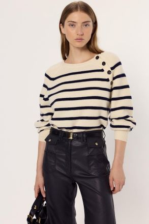 Gerard Darel Pull marini&egrave;re en laine - EDITH - Ecru
