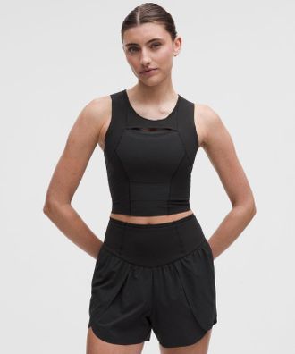lululemon Go Further Tanktop mit Taschen f&uuml;rs Eis f&uuml;r Frauen - Gr&ouml;&szlig;e 10 in Black