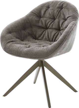 DELIFE Esszimmerstuhl Gaio-Flex Kreuzgestell breit Effektfinish Titan Bouclé Soft Schlamm 360° drehbar Wippfunktion