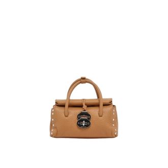 Zanellato Femme, Sacs, Brun, Taille: ONE Size Sac &agrave; main Marron Amaretto avec Clous