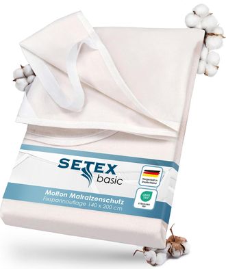 Setex Molton Matratzenschoner 140x200 naturfarben - Matratzenauflage für Bettmatratzen 15-22cm Höhe - Matratzenschutz Fixspannauflage mit Eckgummis - STANDA